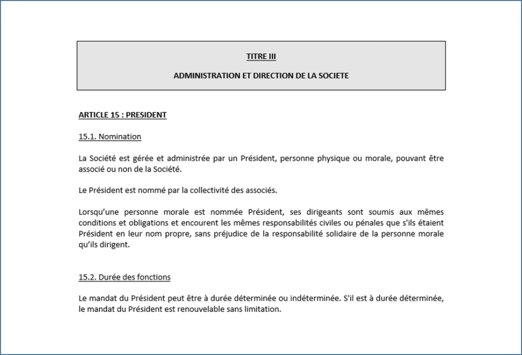 Modele statut SAS type