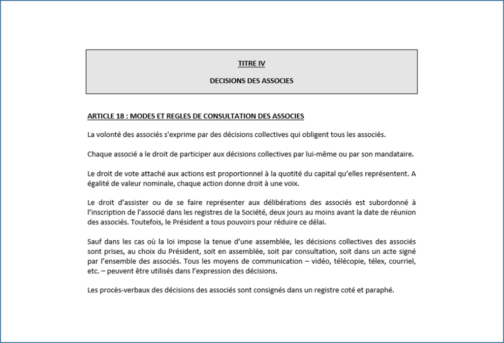 Modele statut SAS type