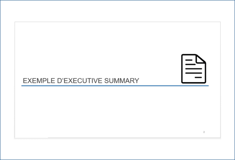 Exemple d'executive summary